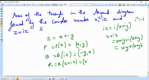 SOLVED:The area of the triangle in the Arg and diagram formed by the ...