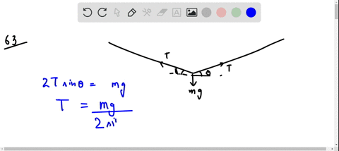 A bird has a mass of 26 g and perches in the middle of a stretched ...
