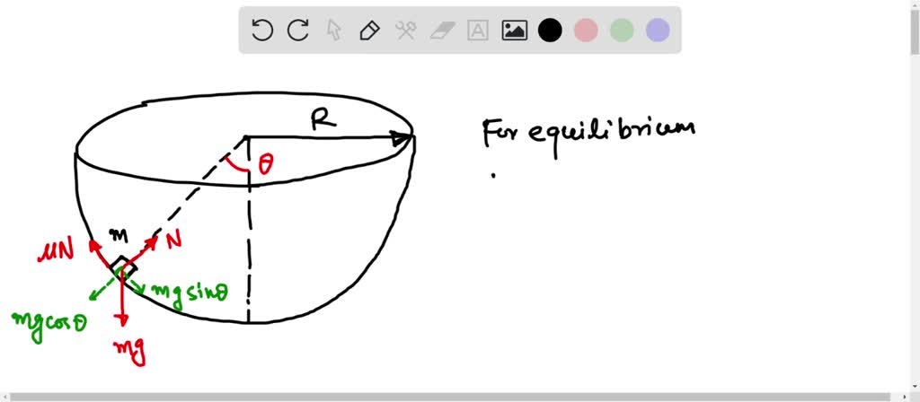 SOLVED:A particle is placed at rest inside a hollow hemisphere of radius R. The coefficient of ...