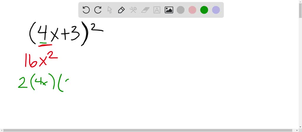 SOLVED:Multiply using either the formula for the square of a binomial or for the product of the ...