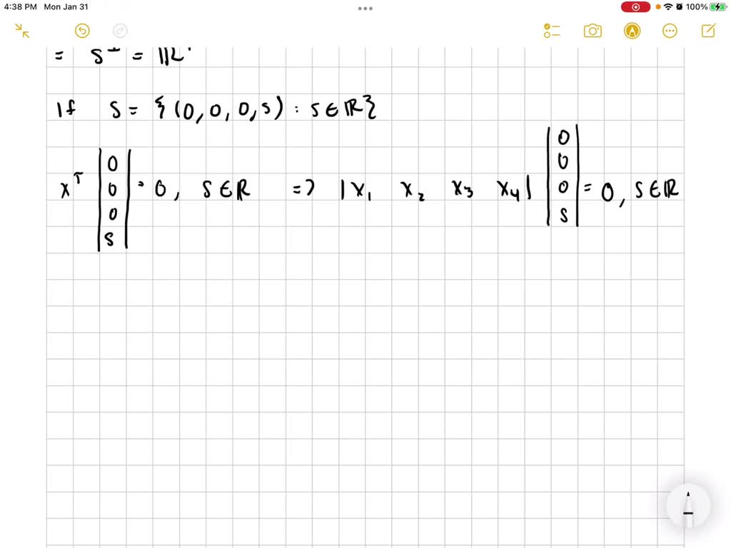 SOLVED:If \mathbf{S}=\{0\} is the subspace of \mathbf{R}^{4} containing ...