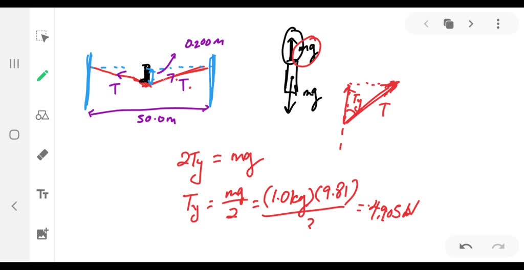 The distance between two telephone poles is 50.0 m . When a 1.00-kg ...