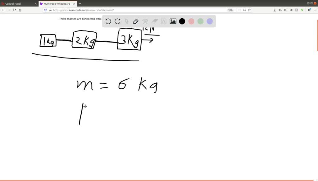 Solved Three Masses Are Connected With Strings As Shown Above Determine The Acceleration Of 