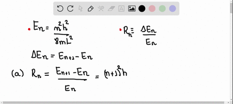 SOLVED:a. Calculate the difference, \Delta E_{n}=E_{n+1}-E_{n}, between ...