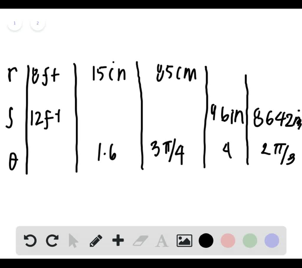 SOLVED:Completing a Table Let r represent the radius of a circle, θthe ...
