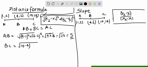 SOLVED:Show that (1,2)(4,6), and (10,14) are collinear by using a The ...