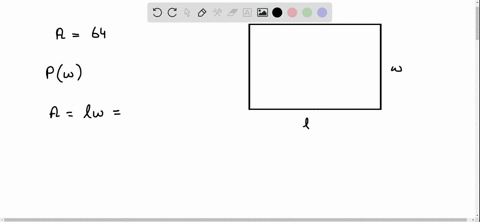 SOLVED:The area of a rectangle is 64 square inches. Express the ...