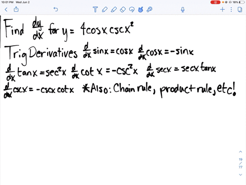 ⏩SOLVED:Find the derivatives of the given functions. y=4 cosx cscx^2 | Numerade