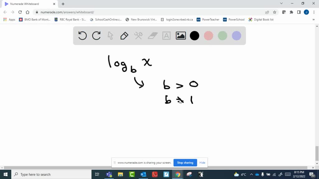 ⏩solved In The Definition Of The Logarithmic Function Logb X What