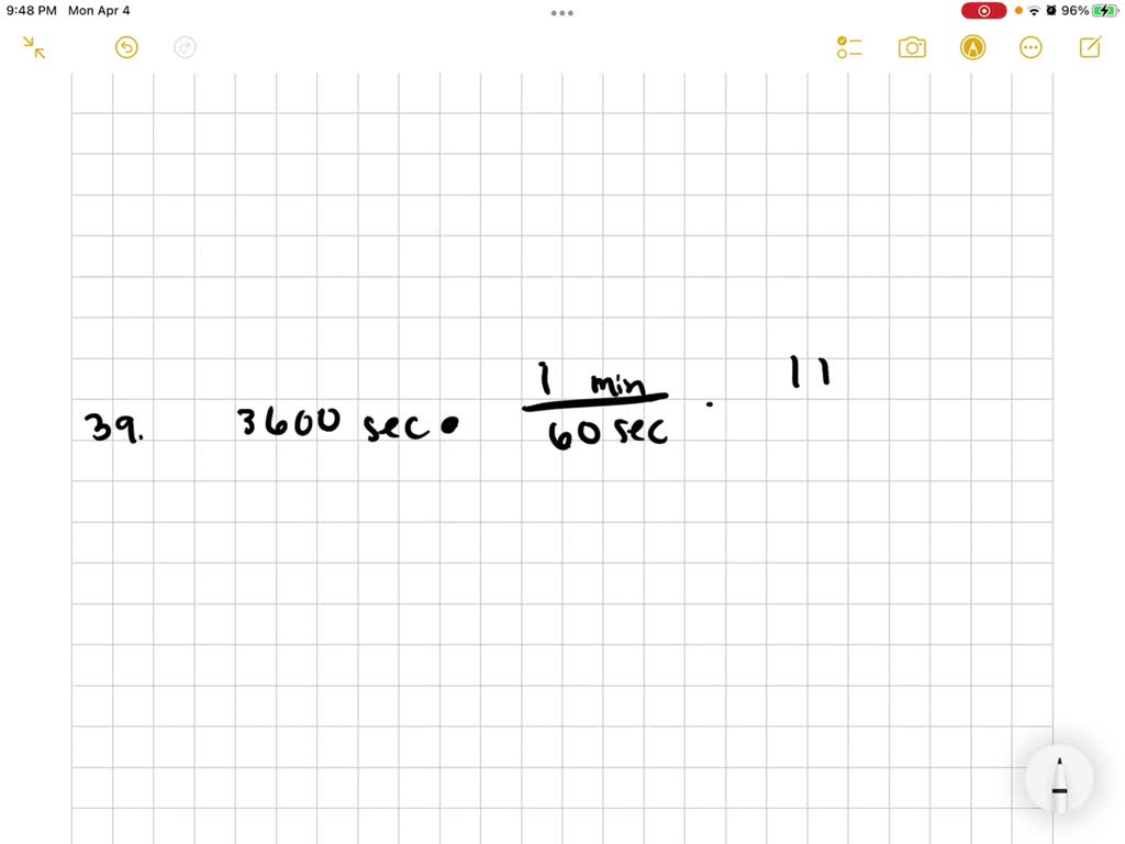 ⏩SOLVED:Convert the units of time. 3600 sec= | Numerade