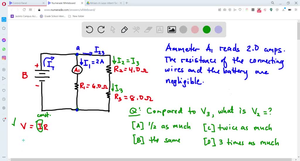 SOLVED:Compared to the potential difference across resistor R3, the ...