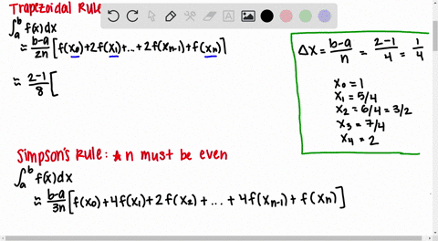 SOLVED:In Exercises 1–10, use the Trapezoidal Rule and Simpson’s Rule ...