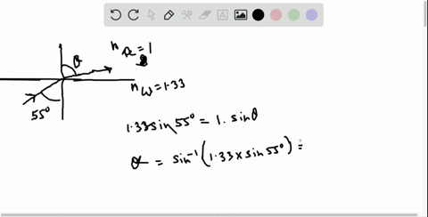 ⏩SOLVED:A light ray passes from water into ruby at an angle of 10^∘ ...