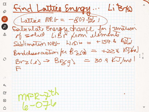 Find the lattice energy of LiBr(s) in Table 6.3, and calculate the ...