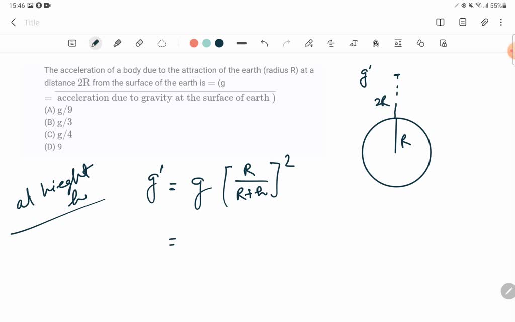 SOLVED:The acceleration of a body due to the attraction of the earth ...