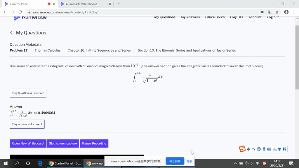 SOLVED:Use series to estimate the integrals' values with an error of magnitude less than 10^-5 ...