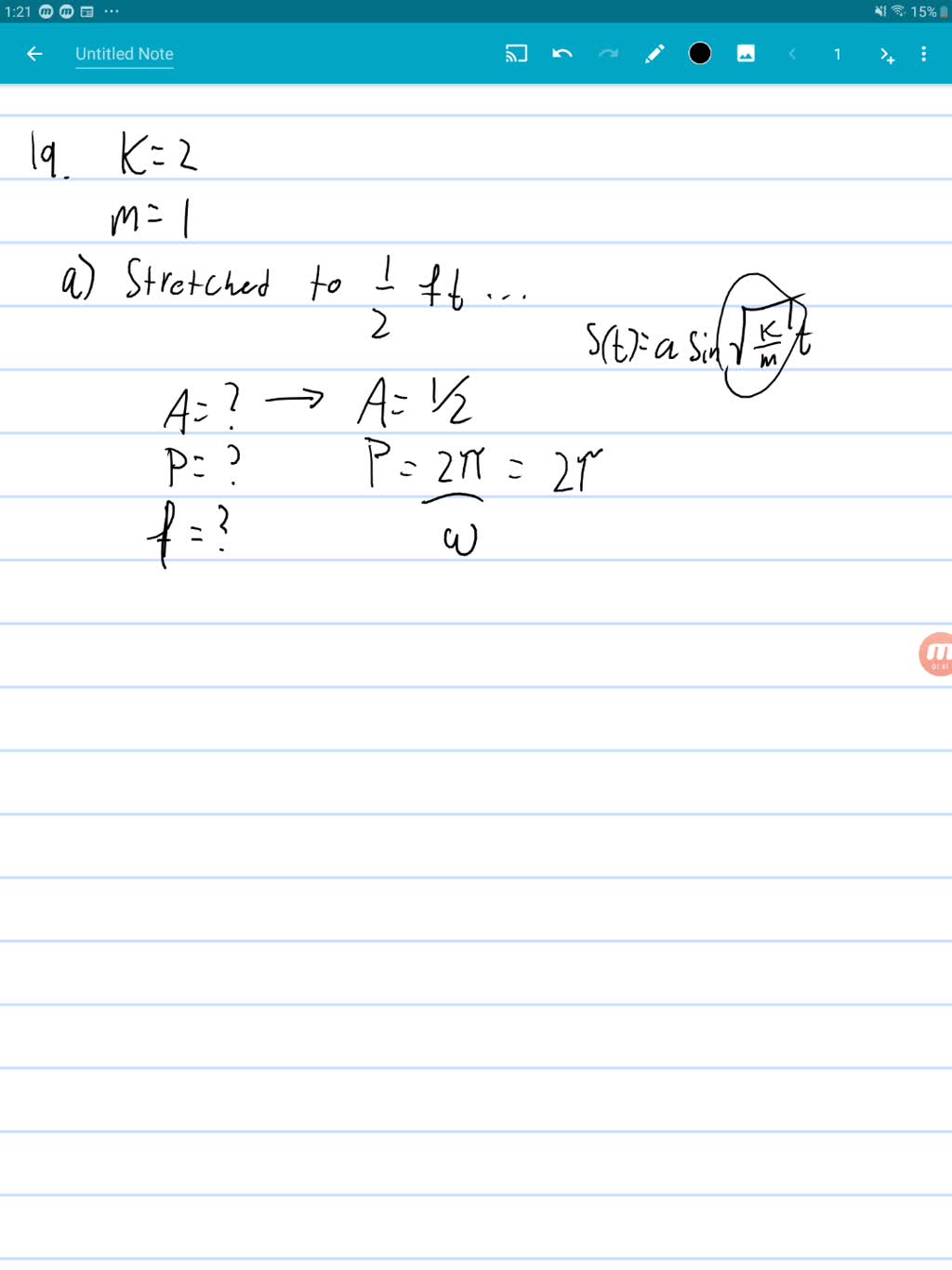 SOLVED:Refer to Exercise 18 . A spring with spring constant k=2 and a 1 ...