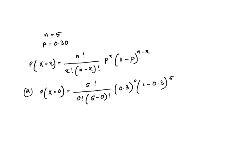 Assume a binomial distribution where n 5 and .30. a. Refer to Appendix B.9, and list the ...