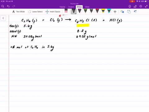 SOLVED:Ethyl chloride is prepared by the reaction of chlorine with ...