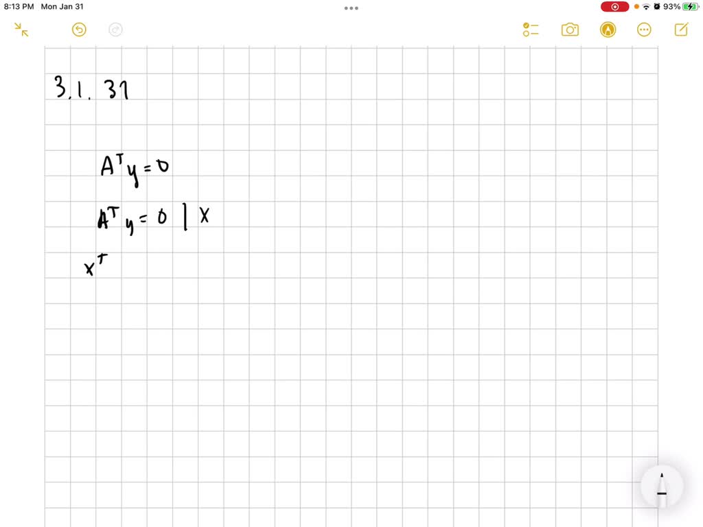 ⏩SOLVED:Prove that every y in N(A^T) is perpendicular to every A x… | Numerade