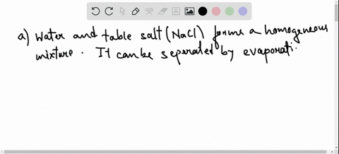 Devise and describe an experiment to (a) Separate table salt (sodium ...