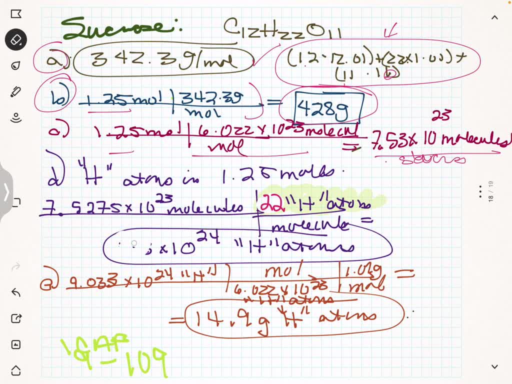 SOLVED:(a) What is the molar mass of sucrose (C12 H22 O11) ? (b) What ...