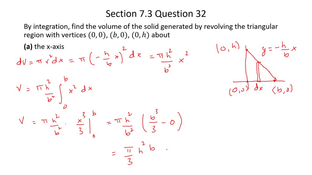 SOLVED:In Exercises 29-32, find the volume of the solid described. By ...