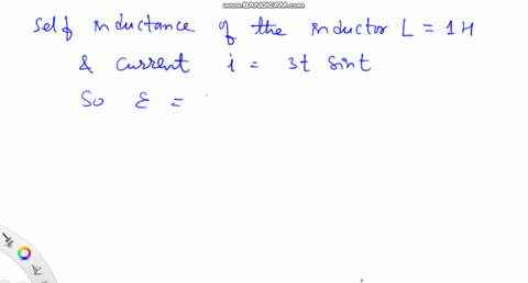 The current through an inductor of 1 H is given by i=3 t sint . Find ...