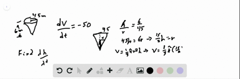SOLVED:Draining Conical Reservoir Water is flowing at the rate of 50 m ...