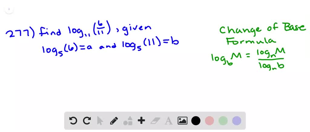 For the following exercises, suppose log5(6)=a and log5(11)=b . Use the ...