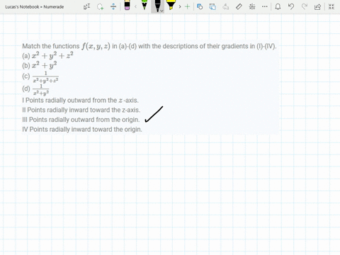 SOLVED:Match the functions f(x, y, z) in (a)-(d) with the descriptions ...