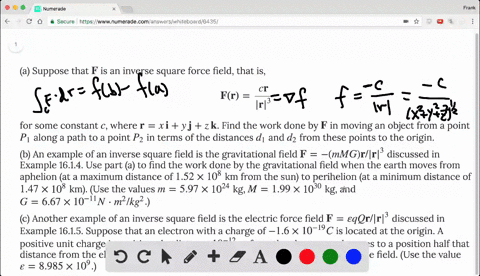 SOLVED:(a) Suppose that F is an inverse square force field, that is, F ...