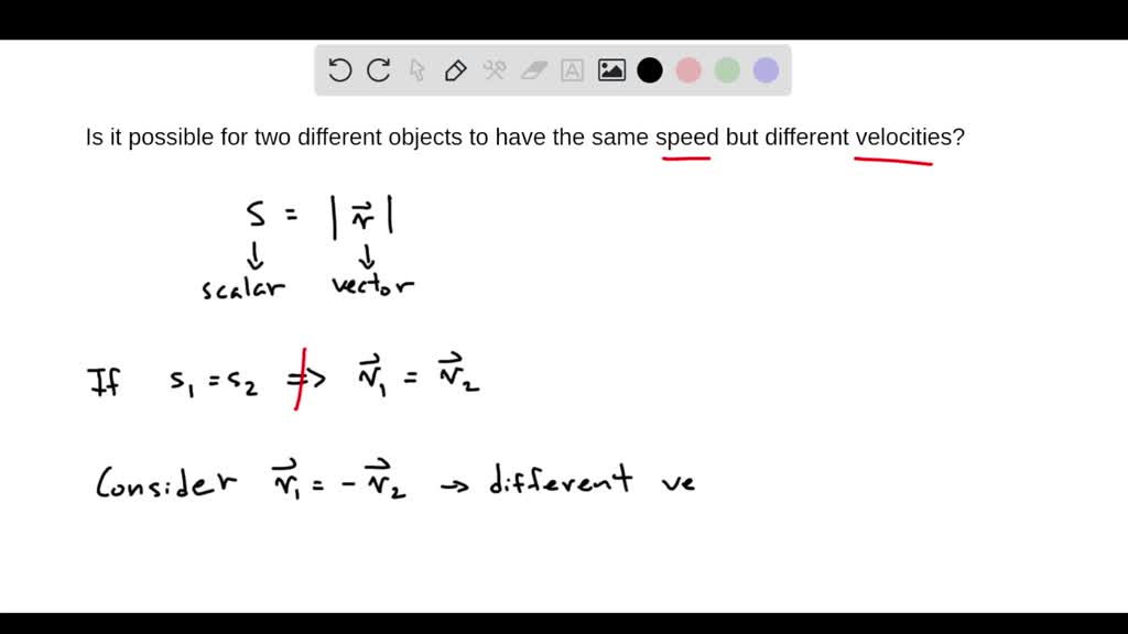 Is it possible for two different objects to have the same speed but ...