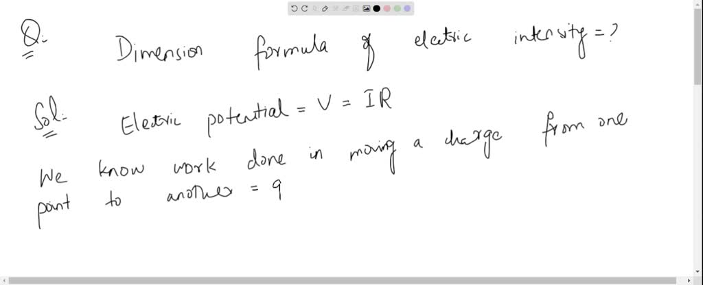 ⏩SOLVED:The dimensional formula of electric intensity is a. MLT^-2 ...