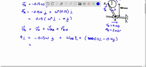SOLVED: The slider block has the motion shown. Determine the angular velocity and angular ...