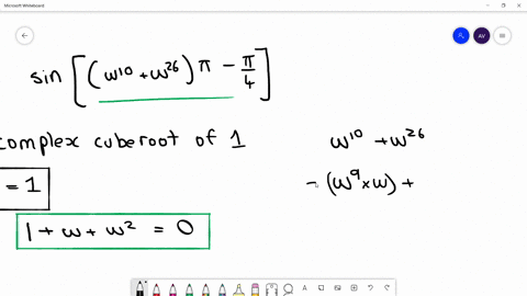 SOLVED:If ωis a complex cube root of unity, then the value of sin[(ω^10+ω^26) π-(π)/(4)] is (a ...