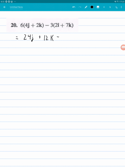 SOLVED: Calculate the linear combinations. 6(4 j+2 k)-3(2 i+7 k) | Numerade
