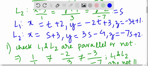 SOLVED:Determine whether the lines L_1 and L_2 are parallel, skew, or ...
