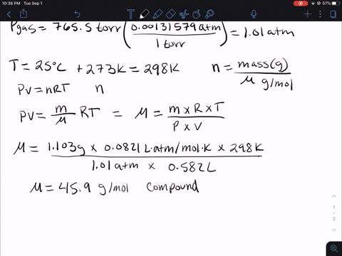 ⏩SOLVED:A 1.103 g sample of a gaseous carbon-hydrogenoxygen compound ...