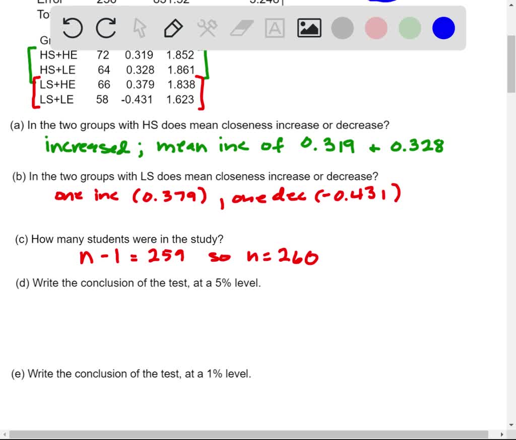 SOLVED:Use data from a study designed to examine the effect of doing ...