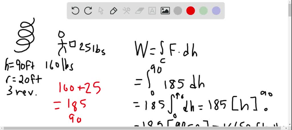A 160 -lb man carries a 25- lb can of paint up a helical staircase that ...