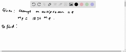 SOLVED: An antiproton has the mass of a proton but a charge of -e . If ...