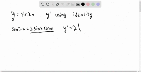 SOLVED:Use the trigonometric identity sin2 x=2 sinx cosx along with the ...