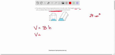 ⏩SOLVED:The volume of both of these trapezoidal prisms is 24 cubic ...
