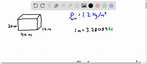 SOLVED:An auditorium measures 40.0 m ×20.0 m ×12.0 m . The density of ...