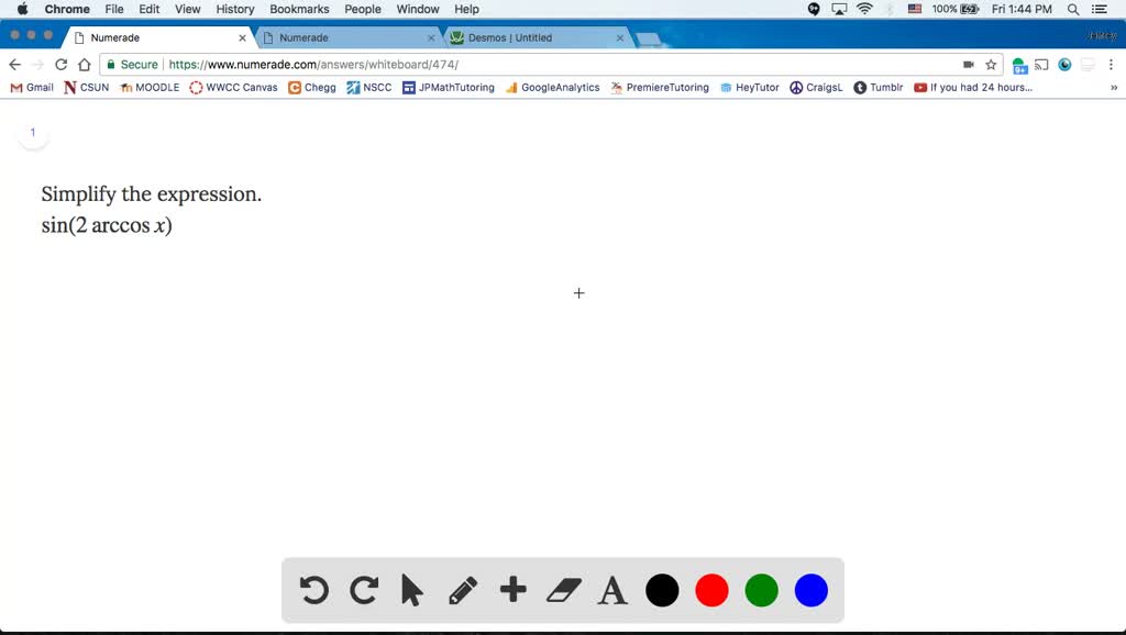 SOLVED Simplify The Expression Sin 2 Arccosx Numerade