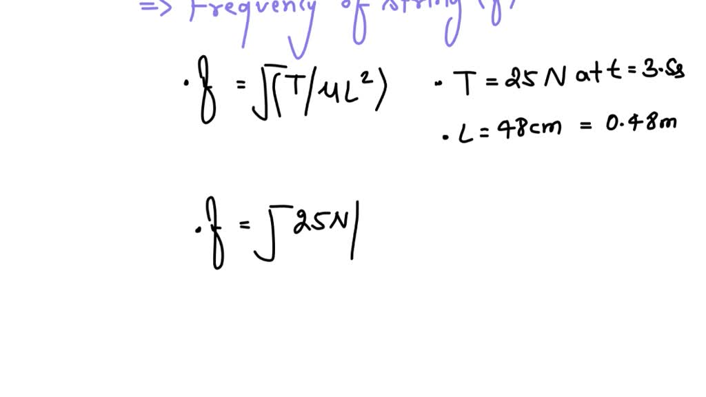 SOLVED:A string of linear density 1.60 g / m is stretched between clamps 48.0 cm apart. The ...
