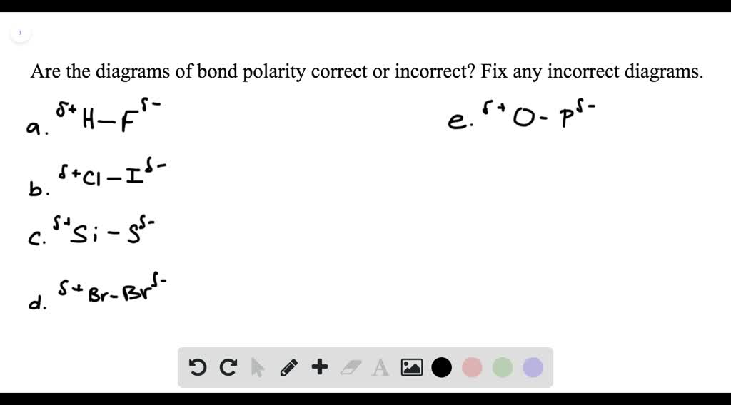 Which of the following incorrectly shows the bond polarity? Show the ... Which of the following incorrectly shows the bond polarity? Show the ...