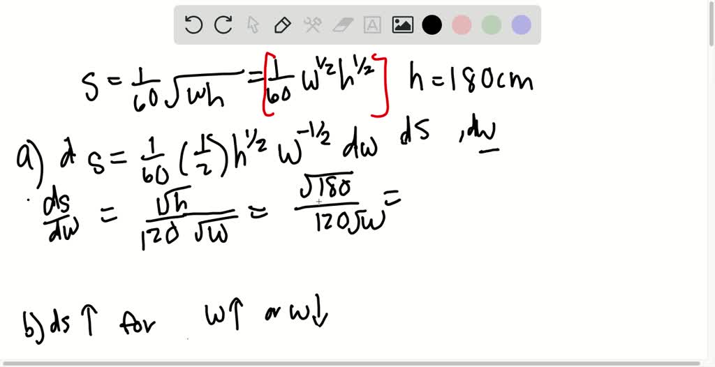 SOLVED: A typical male's body surface area S in square meters is often ...