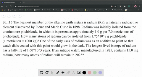 SOLVED:The heaviest member of the alkaline earth metals is radium (Ra ...